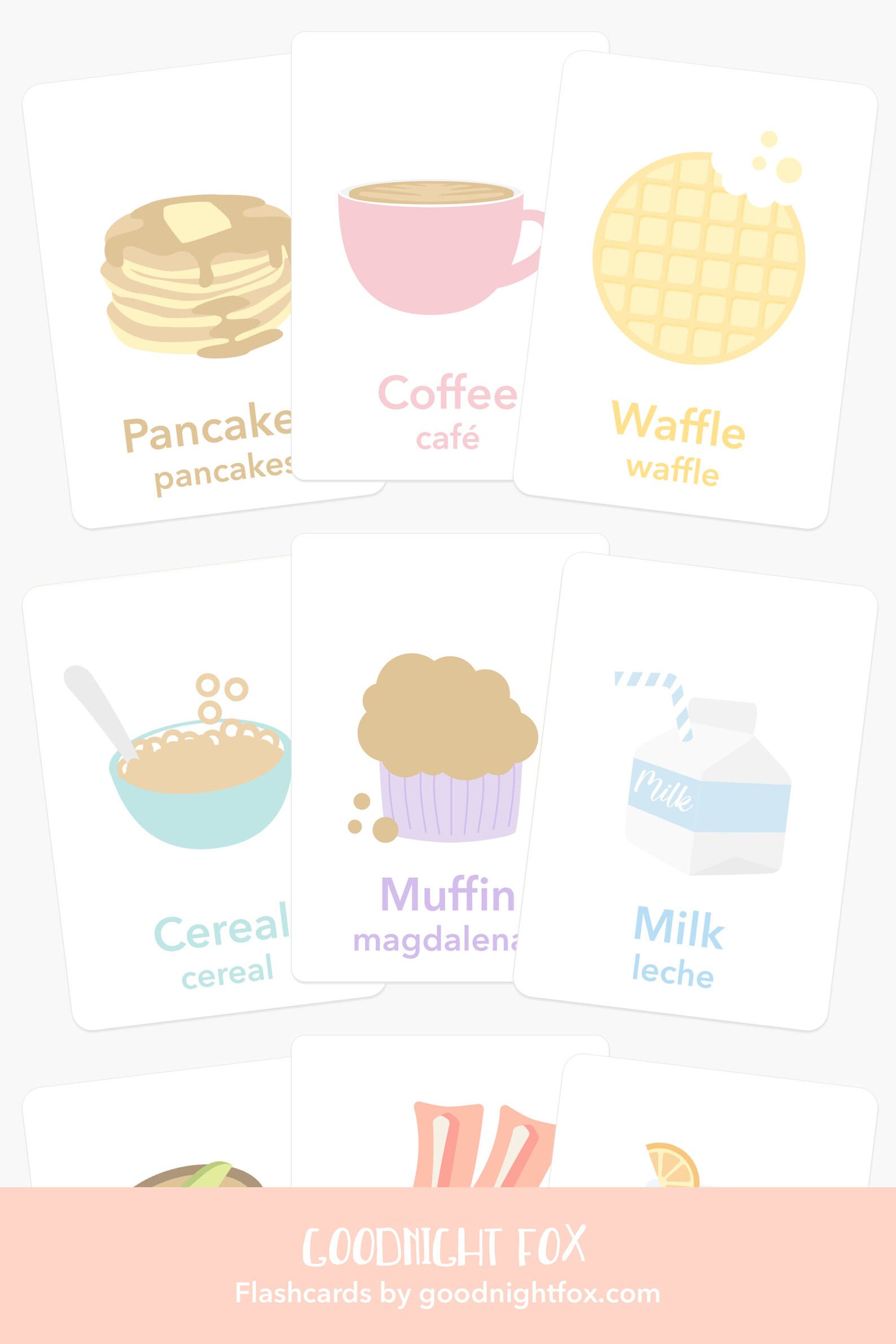 Breakfast Flashcards Learning Breakfast Foodie Flashcards - Etsy
