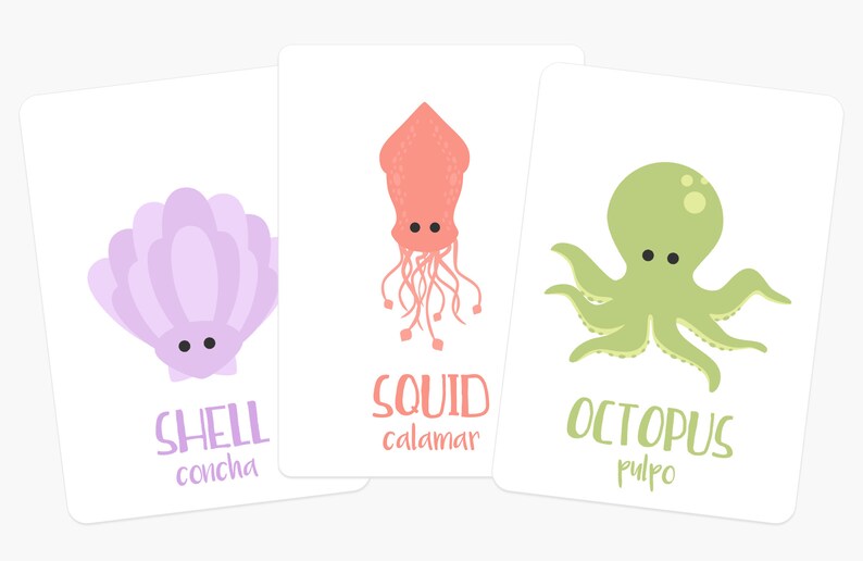 Sea Animals Flashcards, Baby Toddler Learning Game - Etsy