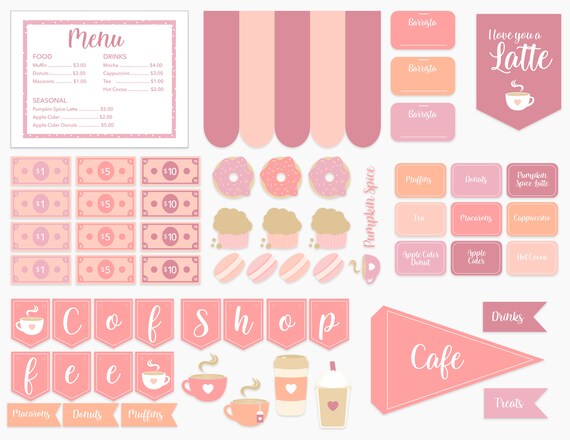 Coffee Shop Dramatic Play Printable Dramatic Play Set - Etsy