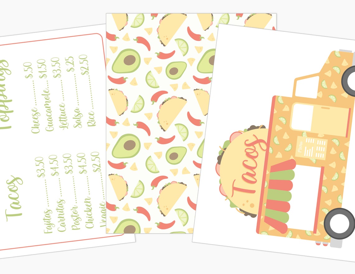 Taco Truck Printable Dramatic Play Set and Cinco De Mayo Decor - Etsy