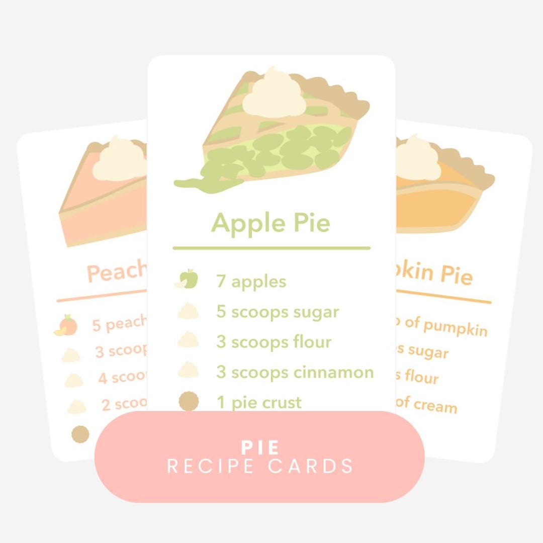 Pie Recipe Cards for Sensory Play - Etsy