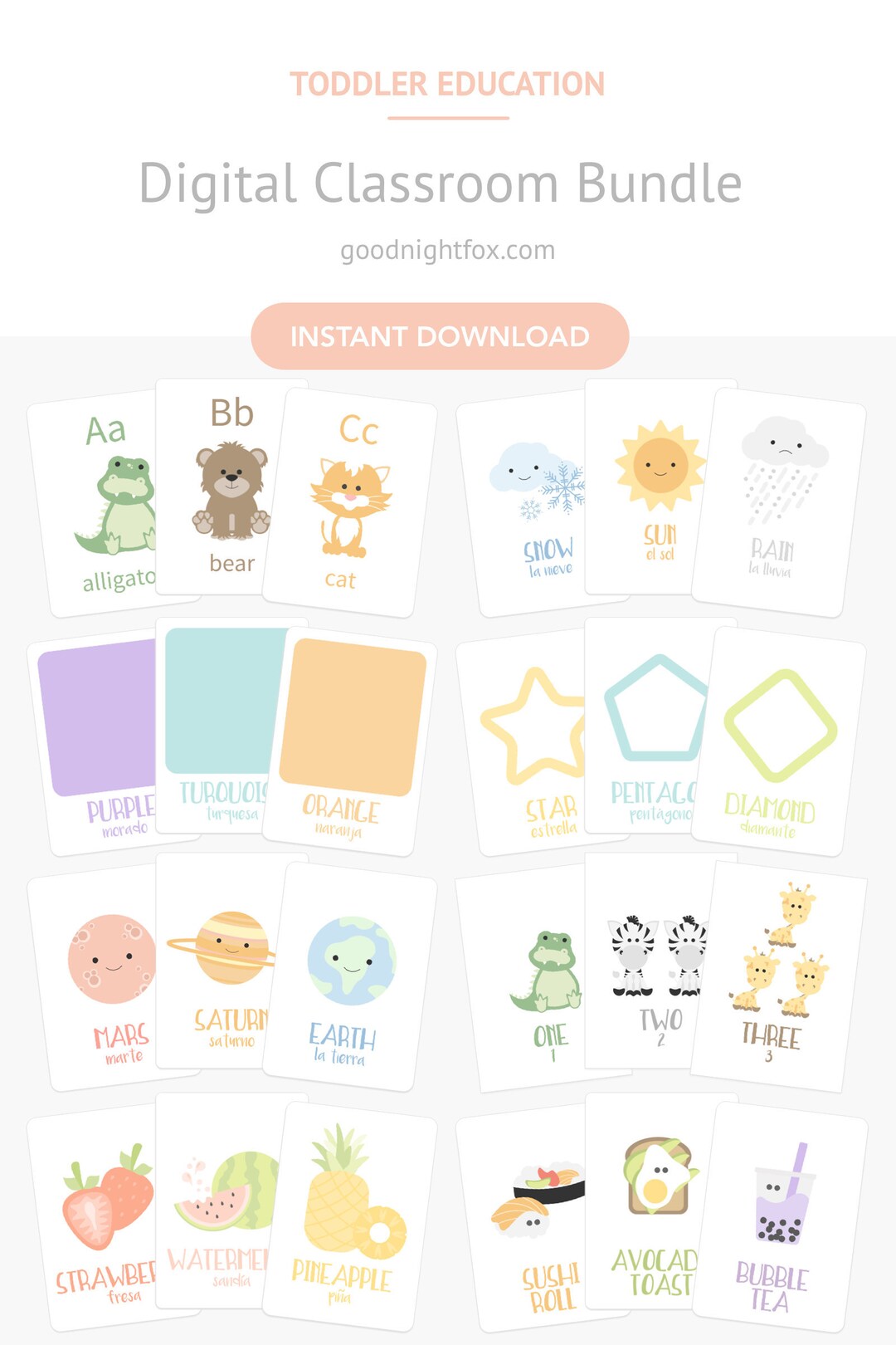 Digital Flashcard Classroom Bundle, Quiet Toddler Activity, Toddler ...