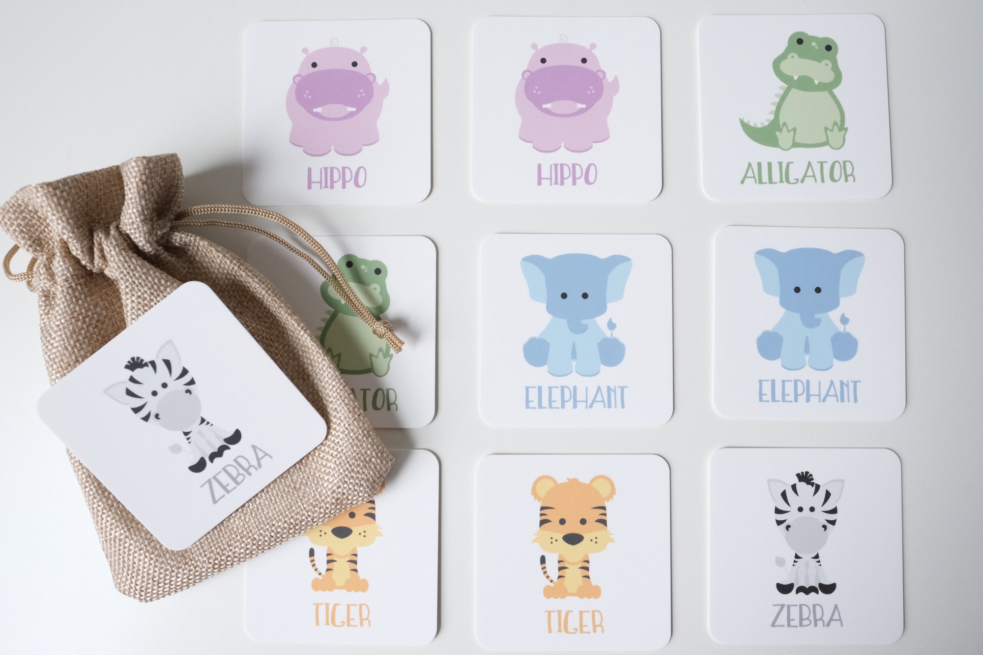Zoo Safari Animal Memory Game and Educational Toy for Toddler | Etsy