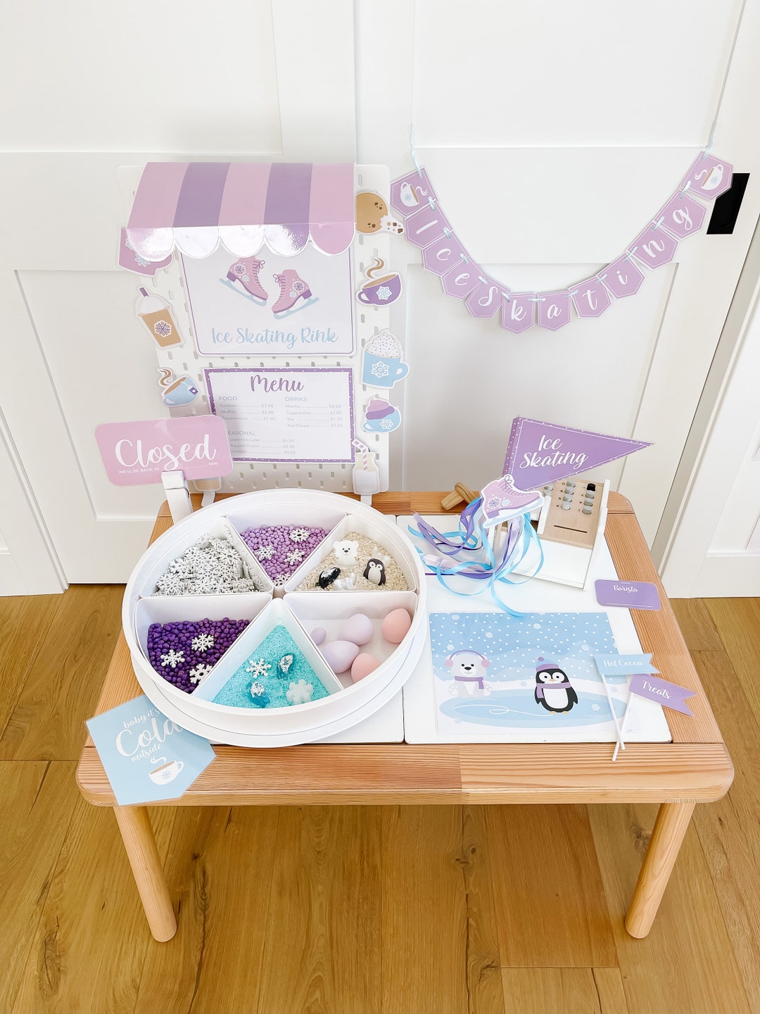 Ice Skating Rink, Digital Download, Pink & Purple Snow Themed Winter ...