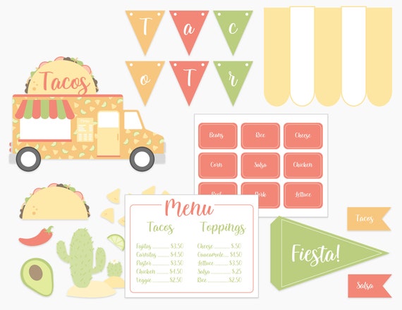 Taco Truck Printable Dramatic Play Set and Cinco De Mayo Decor | Etsy