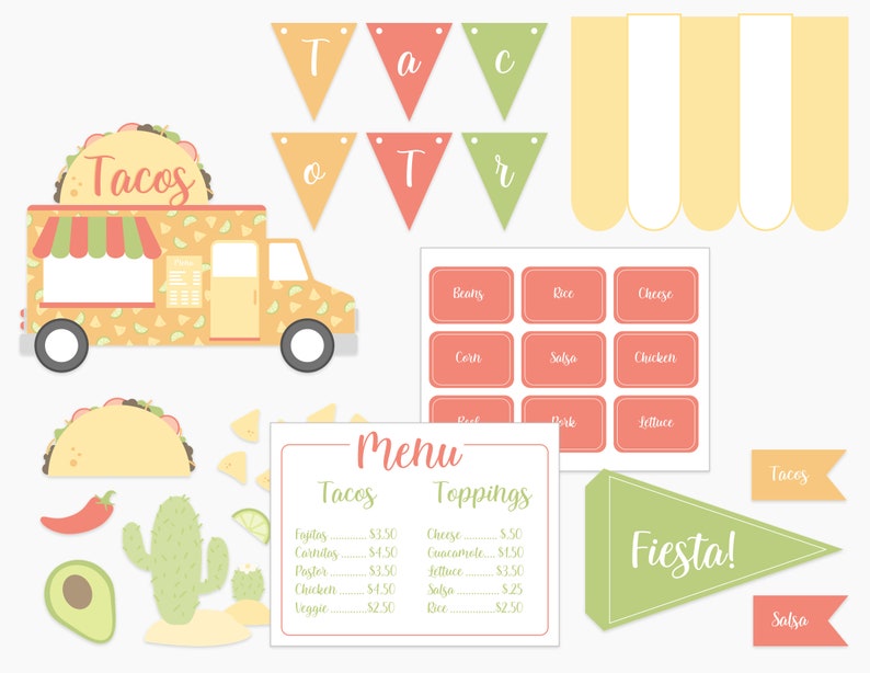 Taco Truck Printable Dramatic Play Set and Cinco De Mayo Decor - Etsy