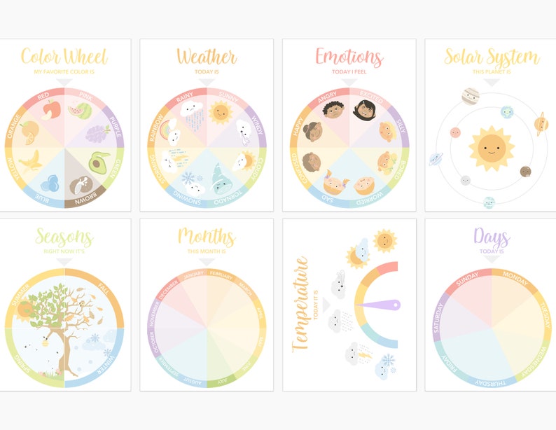 Learning Spinner Wheels Seasons Emotions Colors Days - Etsy