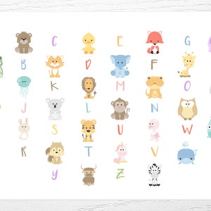 Woodland Forest Animal Personalized Alphabet Placemat Gift for Toddler ...
