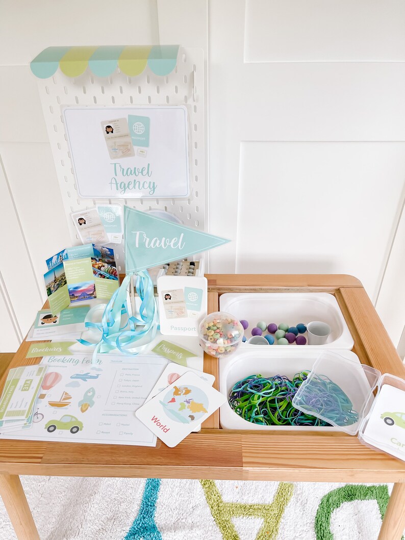 Travel Agency Printable Dramatic Play Set and Sensory Bin - Etsy