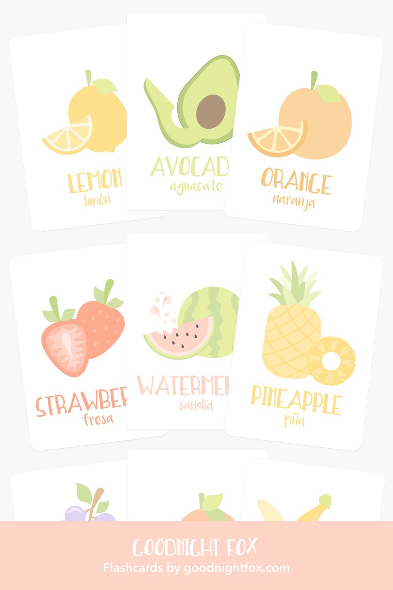 Fruit Flashcards Toddler Education Preschool Curriculum | Etsy