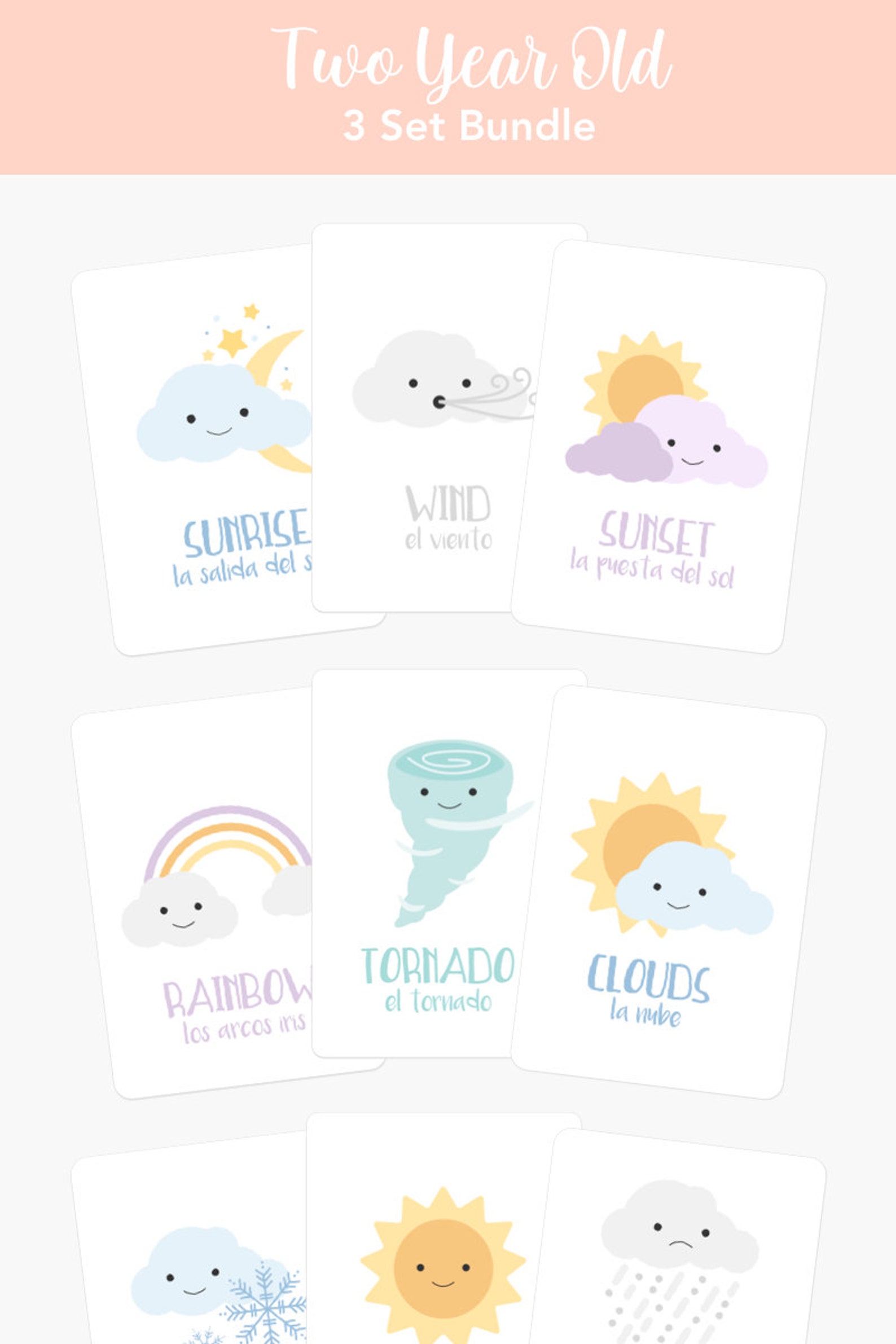 Two Year Old Flash Card Bundle Second Birthday Gift Toddler - Etsy