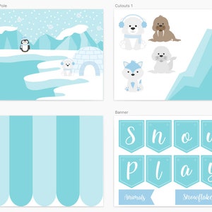 Polar Arctic Animals, Digital Download, White & Blue Snow Themed Winter ...