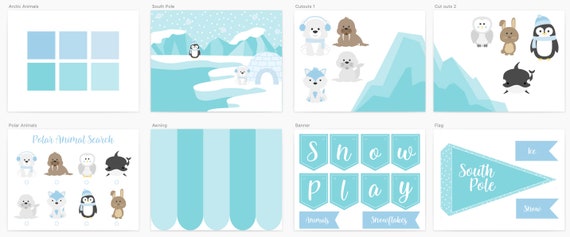 Polar Arctic Animals Digital Download White & Blue Snow - Etsy