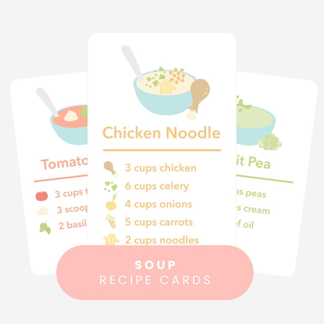 Soup Recipe Cards for Sensory Play - Etsy