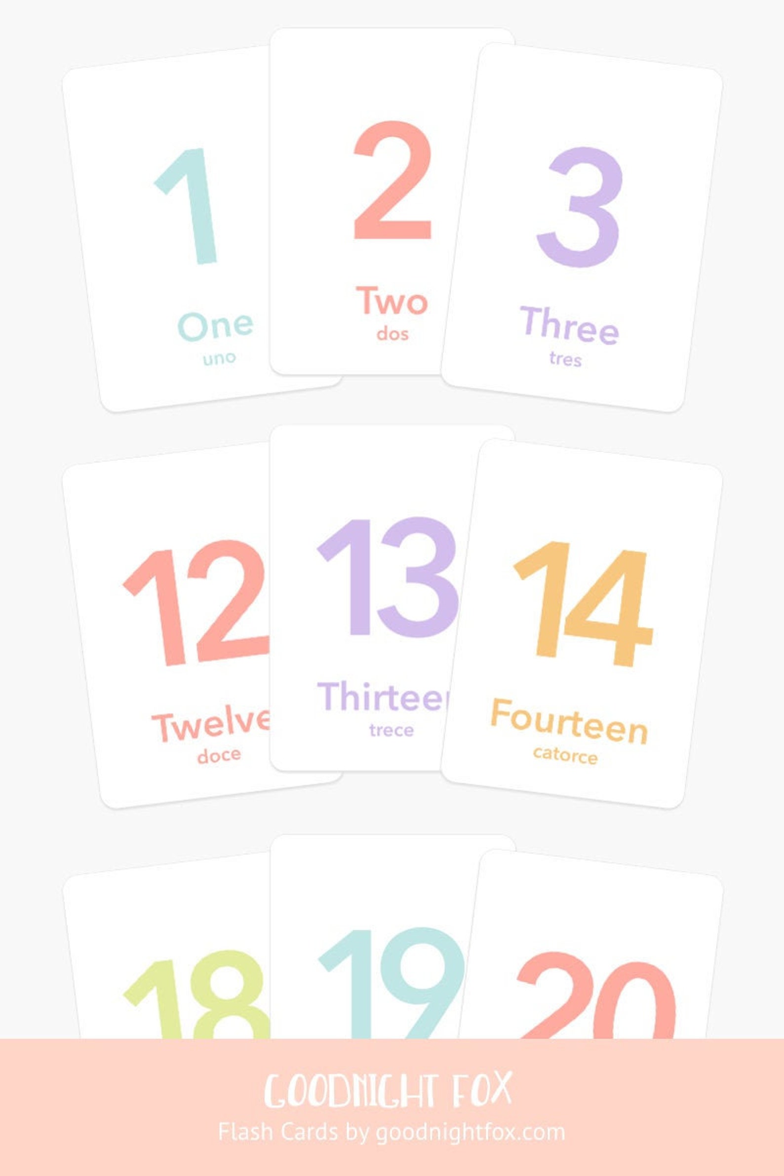 Counting Flashcards, Numbers 1 to 20, Preschool Curriculum, Preschool ...