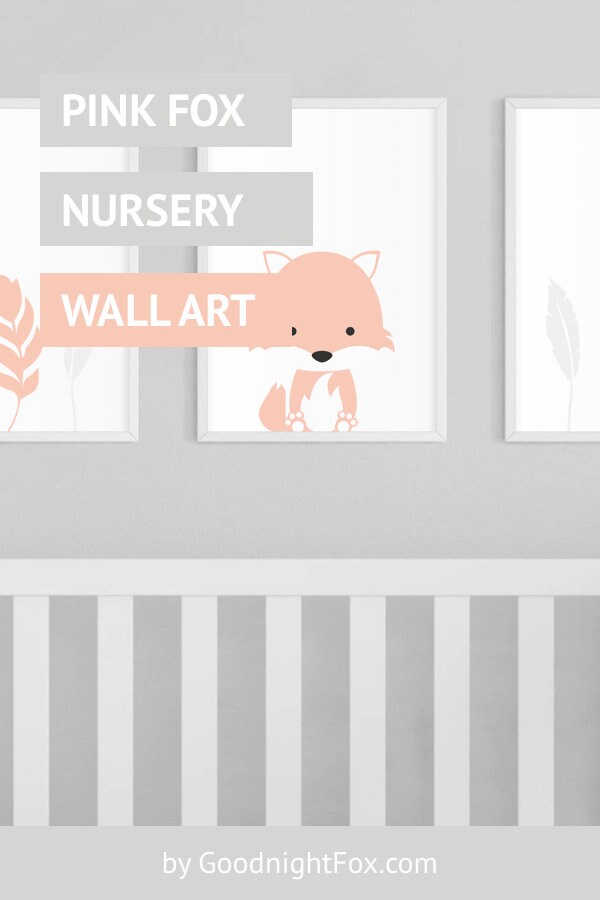 Fox Nursery Fox and Feathers Coral Nursery Mint Nursery - Etsy