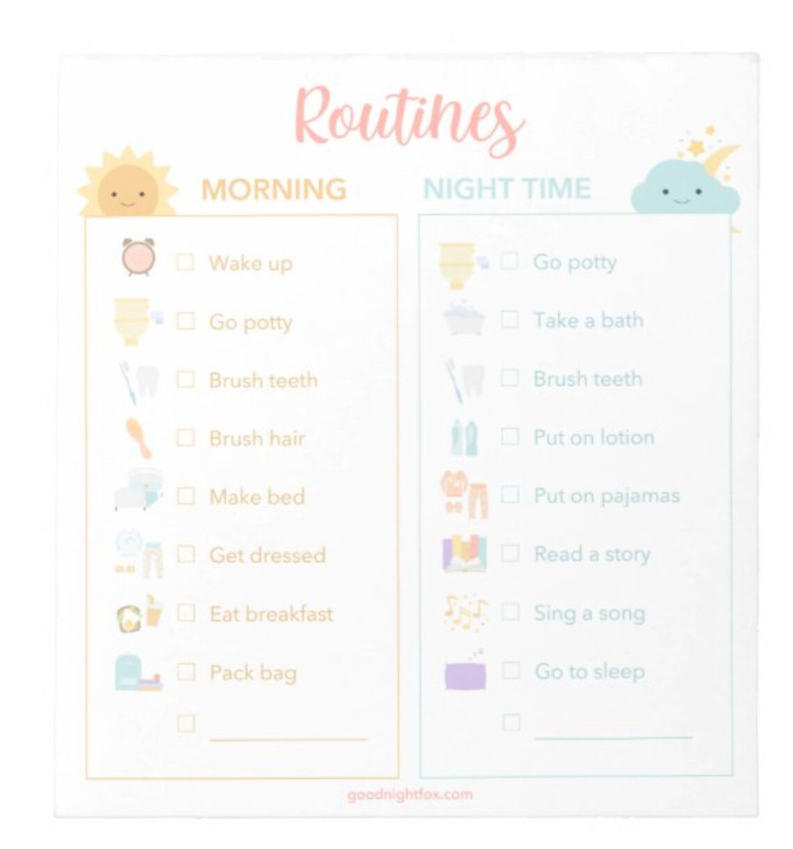 Routines Checklist Notepad Morning Routine Evening Routines - Etsy