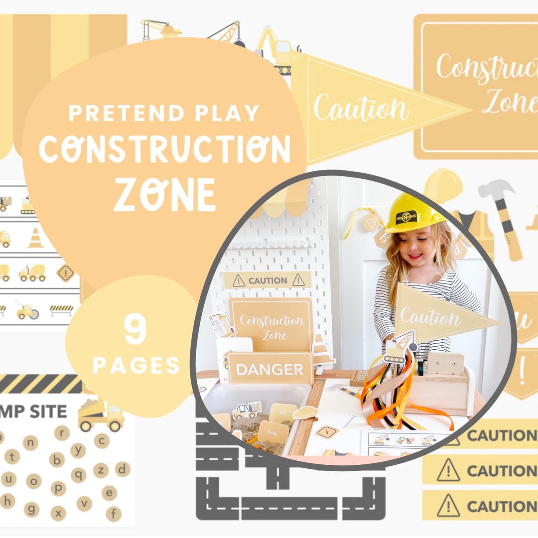 Construction Zone Pretend Play Printable | Construction Dramatic Play ...