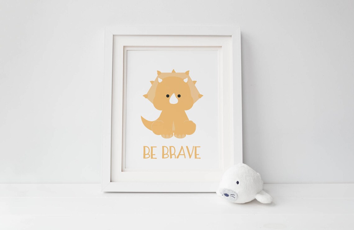 Dinosaur Be Brave Be Smart Be Strong Nursery Art Set of 3 - Etsy