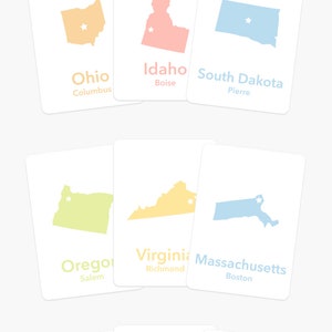 50 States Flash Cards, United States, Learning Flash Cards, US Map, US ...
