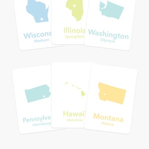 50 States Flash Cards, United States, Learning Flash Cards, US Map, US ...