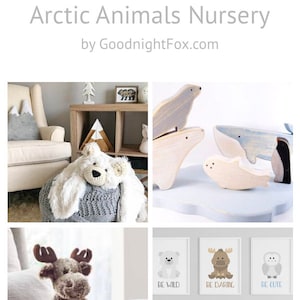 Arctic Polar Animals Nursery Art, Set of 6 Prints, Polar Bear, Moose ...