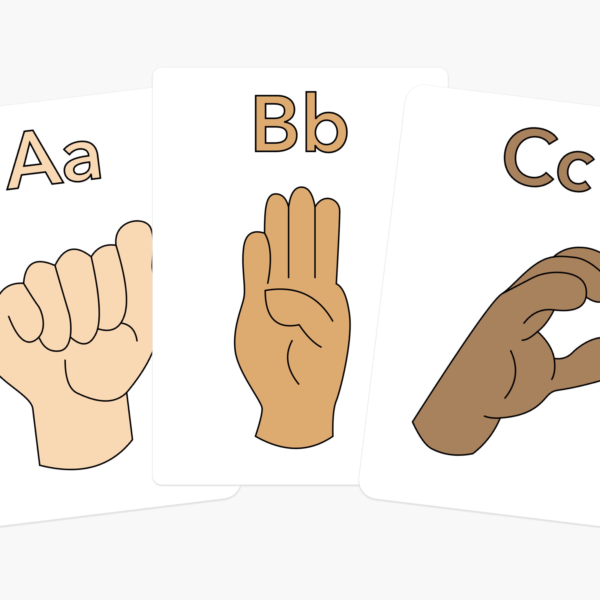 ASL Alphabet Flashcards for Kids | American Sign Language ABC Cards ...