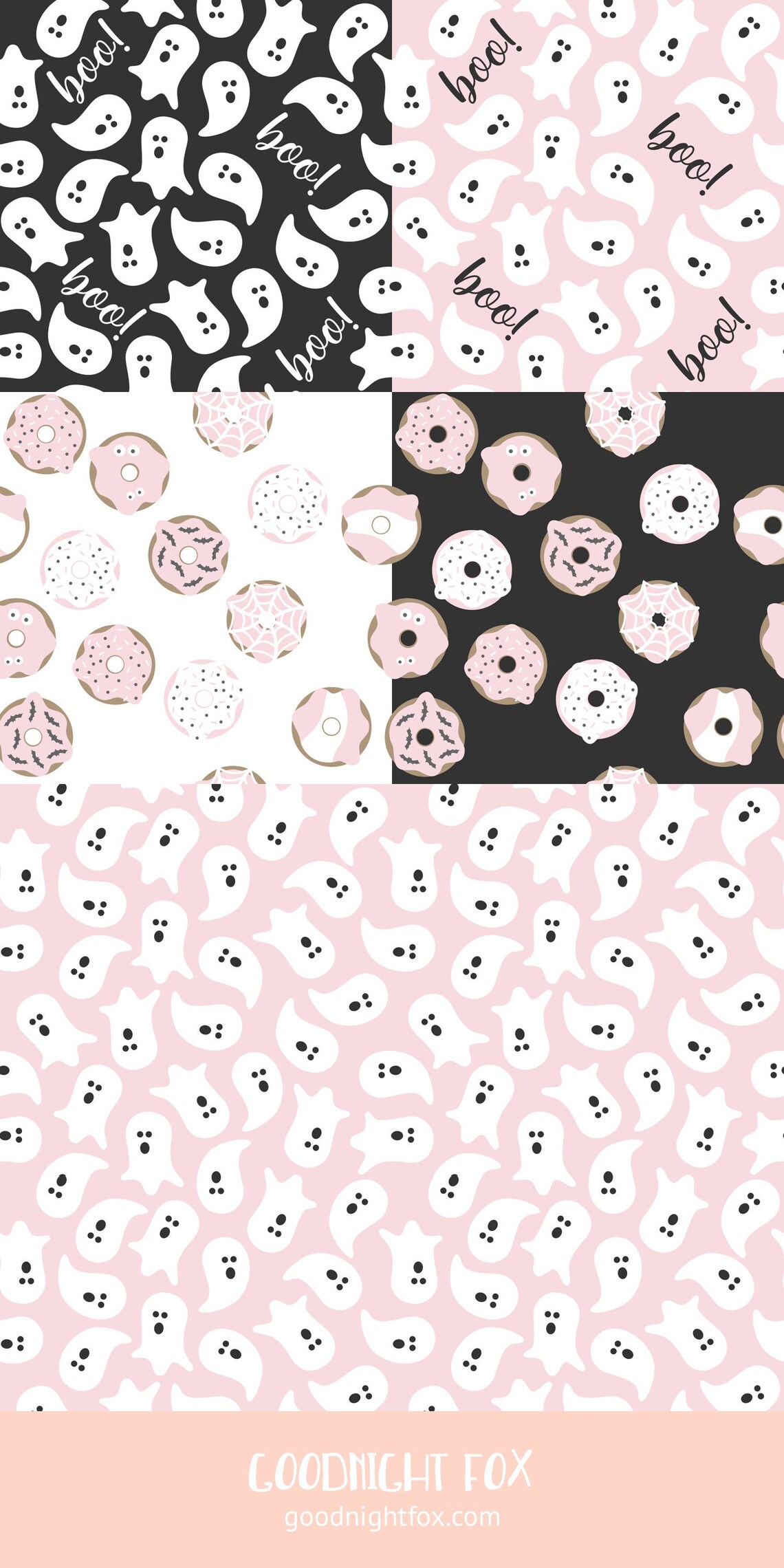 Pink Ghosts Seamless Fabric Designs Halloween Donuts - Etsy