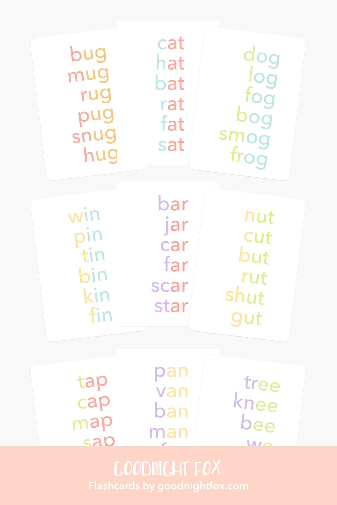 Rhyming Words Flash Cards, Rhymesflash Cards, Toddler Education, First ...