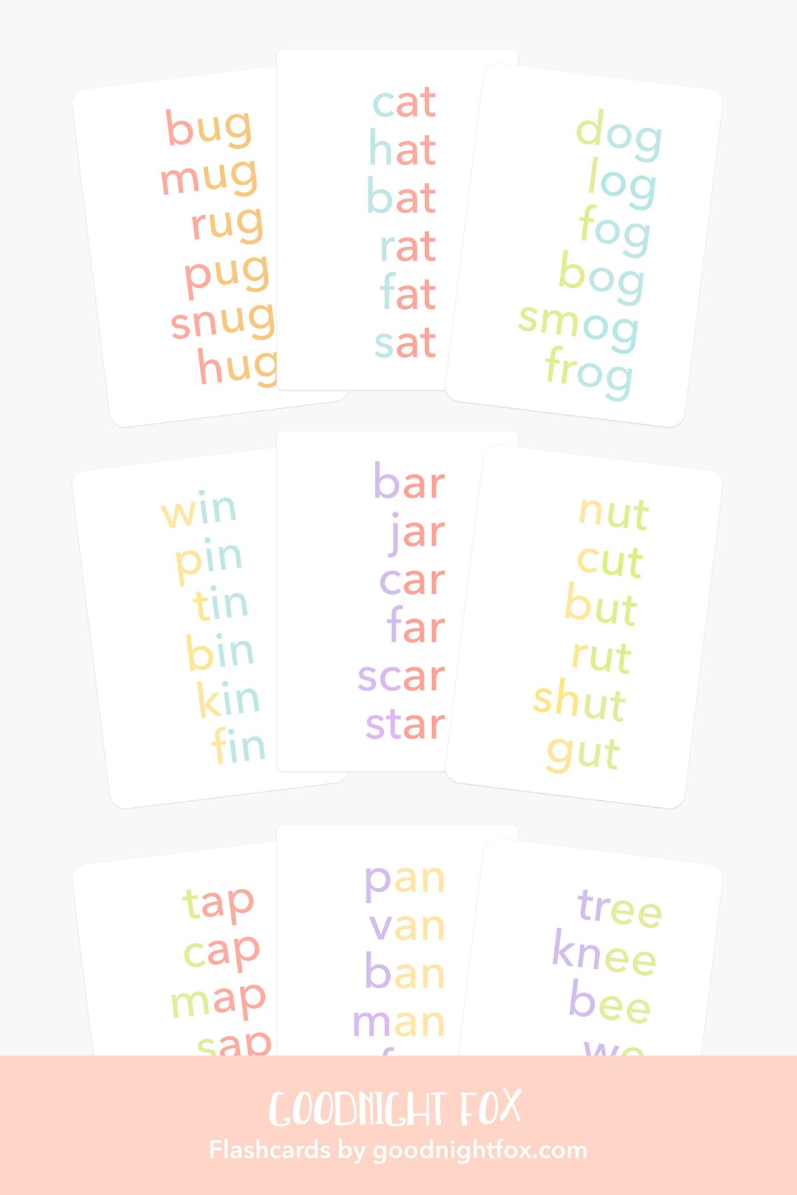 Rhyming Words Flash Cards Rhymesflash Cards Toddler - Etsy