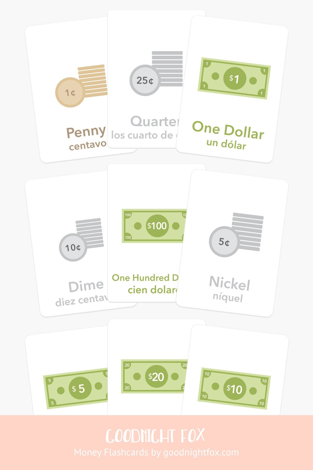 Money Flash Cards - Etsy