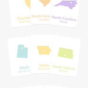 50 States Flash Cards, United States, Learning Flash Cards, US Map, US ...