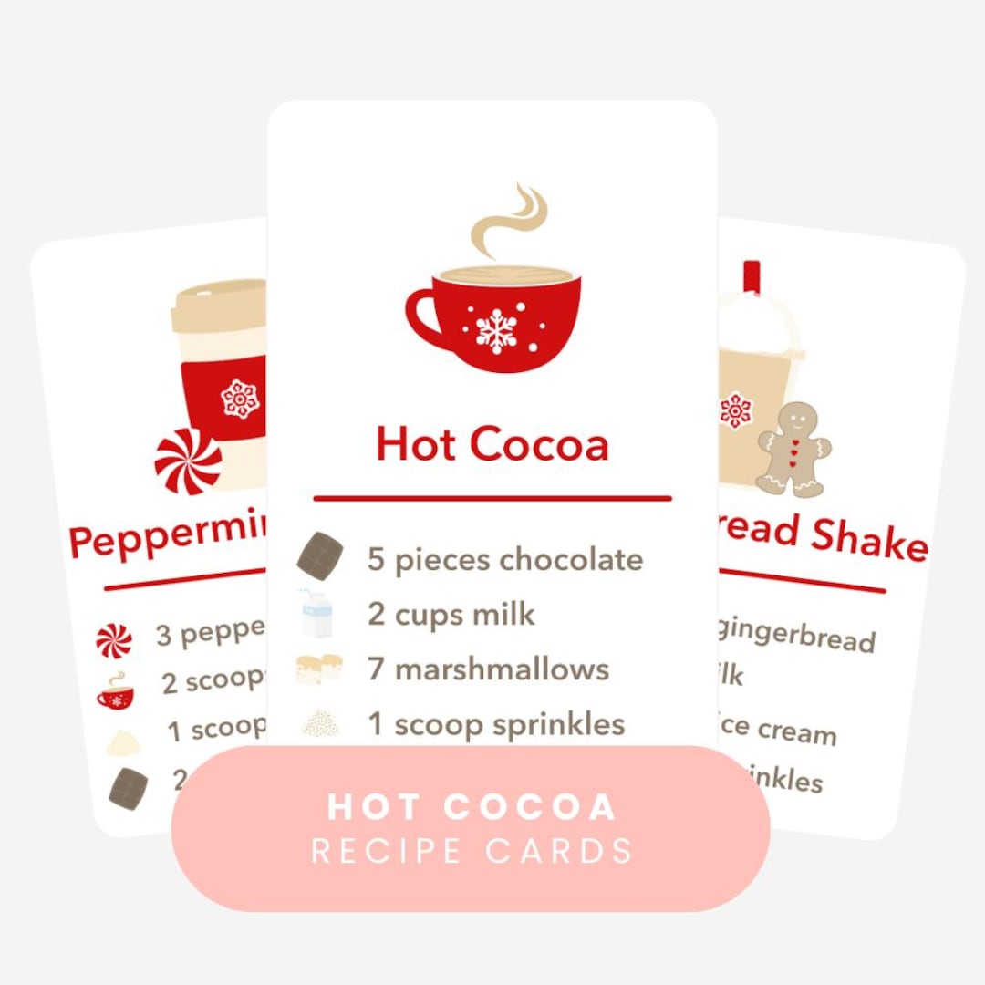 Hot Cocoa Recipe Cards for Sensory Play - Etsy