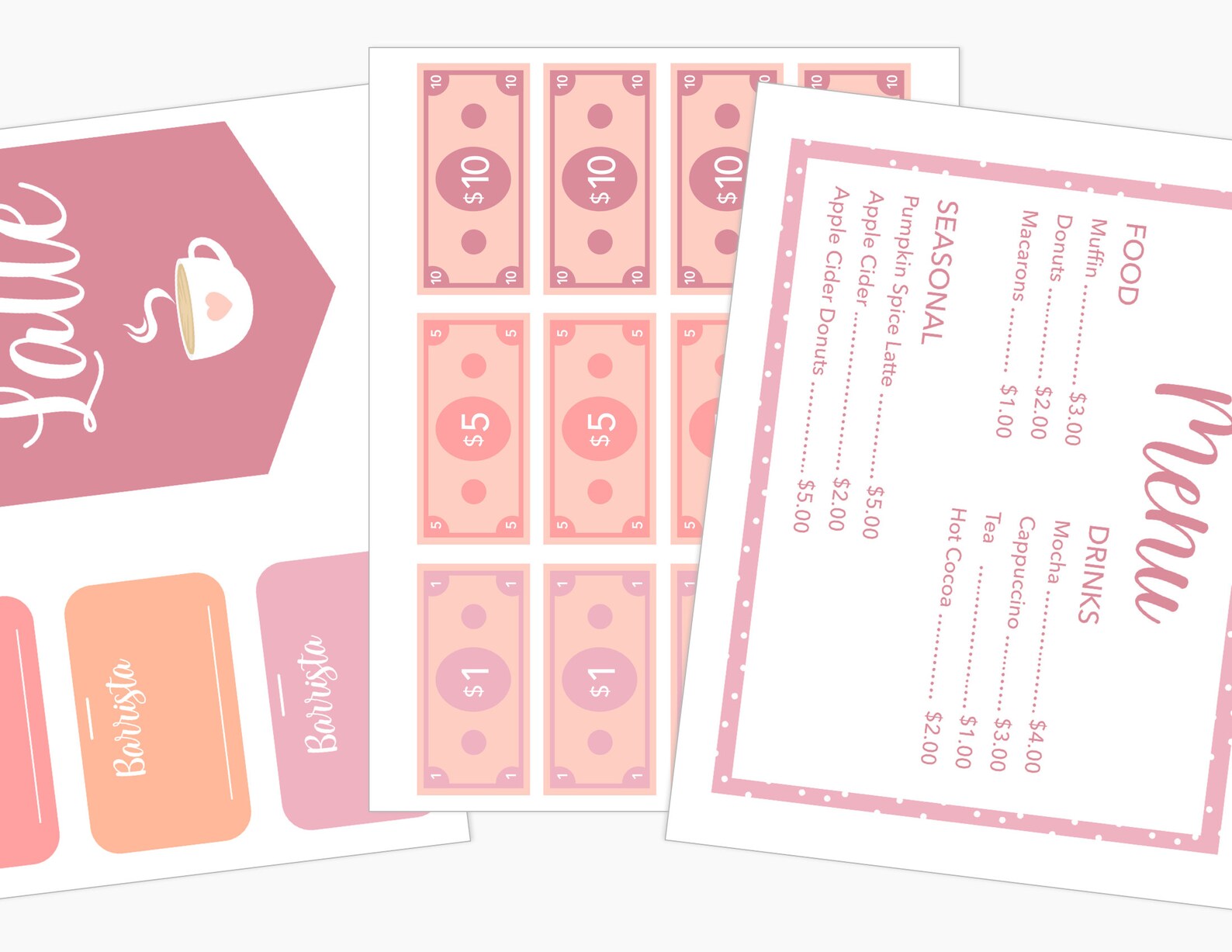 Coffee Shop Dramatic Play Printable Dramatic Play Set - Etsy