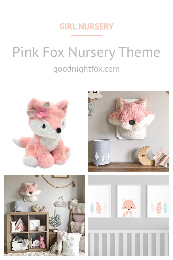 Fox Nursery Fox and Feathers Coral Nursery Mint Nursery - Etsy