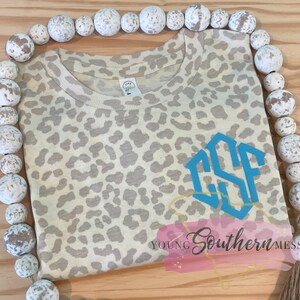 Natural Leopard Puff Monogram T-shirt - Etsy