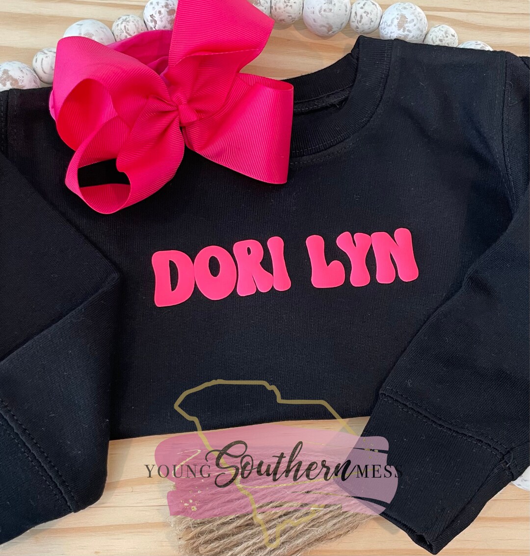 Puff Name Sweatshirt for Girls Personalized Crewneck Pink Puff ...