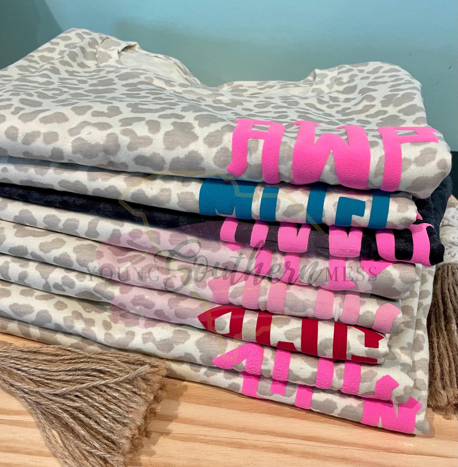 Natural Leopard Puff Monogram T-shirt - Etsy