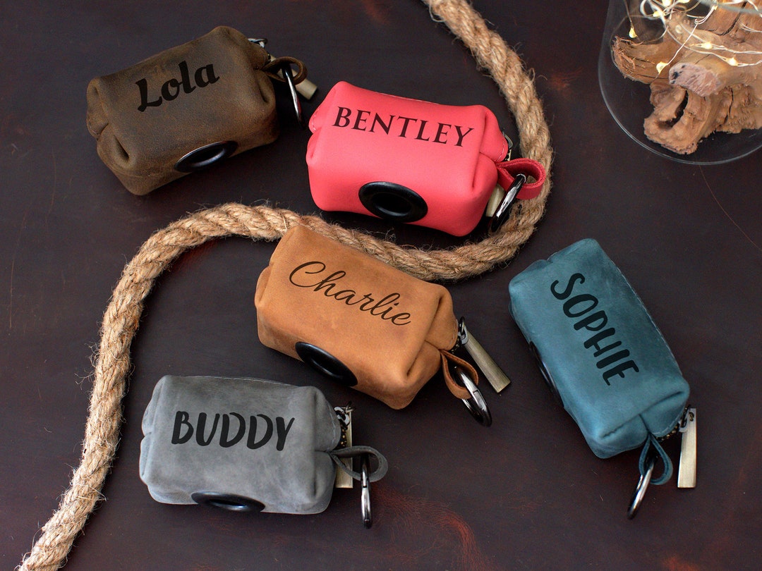 Personalized Dog Poop Bag Holder, Leather Dog Waste Bag Holder, Custom ...