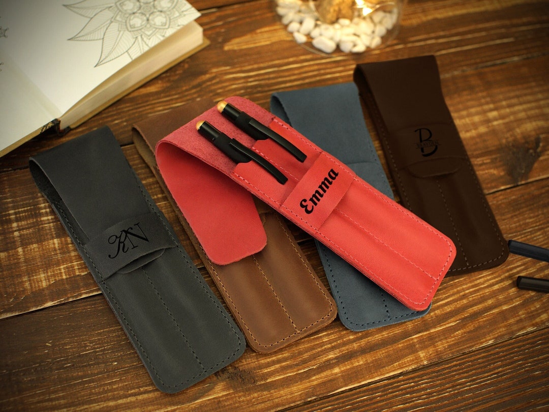 Leather Pen Case, Personalized Pen Sleeve, Custom Pen Pouch, Gift for ...