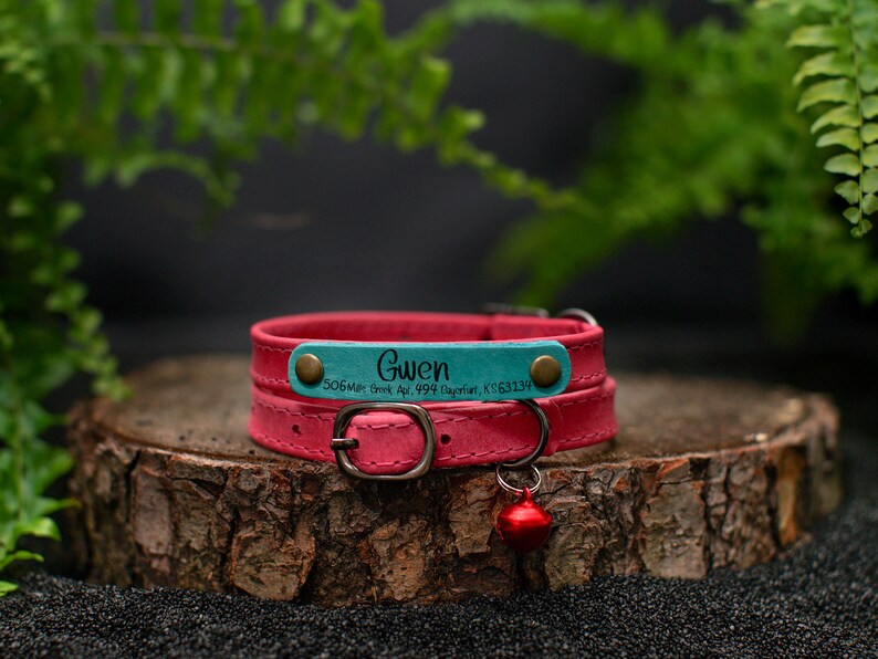 Personalized Cat Collar Leather Cat Collar Adjustable Cat - Etsy