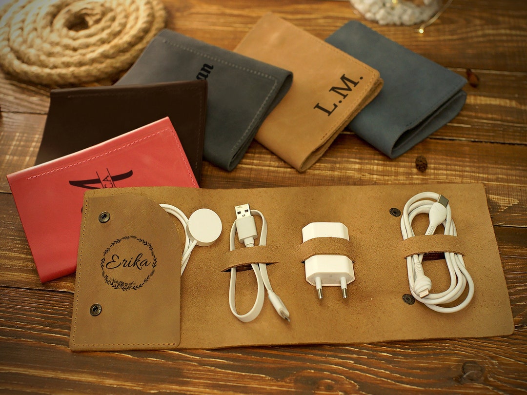 Travel Cord Organizer, Leather Charger Case, Tech Accessories ...