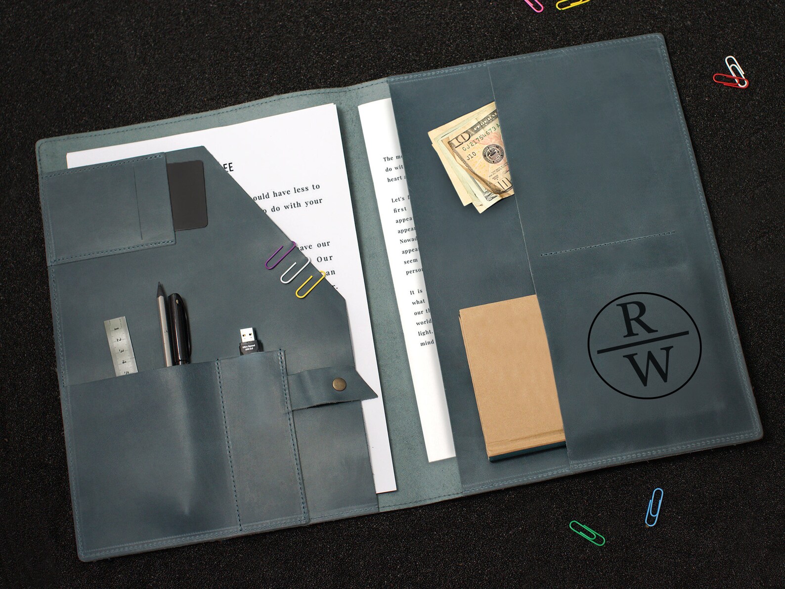 Personalized Leather Portfolio 7 Colors Available Custom | Etsy