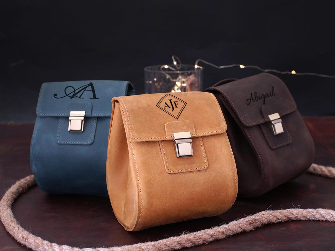 Custom Leather Dopp Kit for Women, Engraved Travel Cosmetic Organizer ...