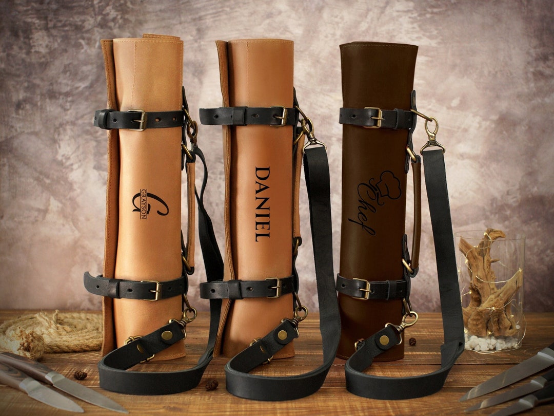 Personalized Leather Knife Roll, Custom Knife Case, Leather Organizer ...