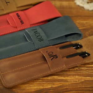 Leather Pen Sleeve 6 Colors Available, Personalized Pen Case, Fountain ...