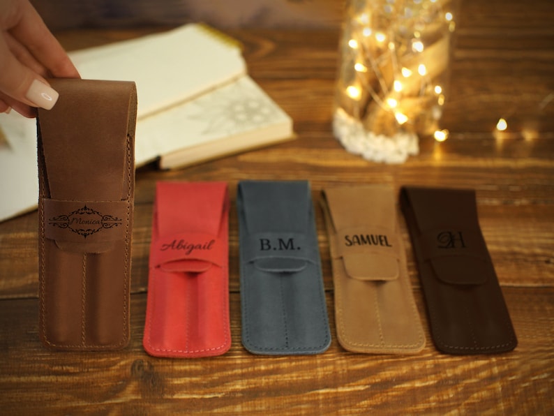 Leather Pen Sleeve 6 Colors Available, Personalized Pen Case, Fountain ...