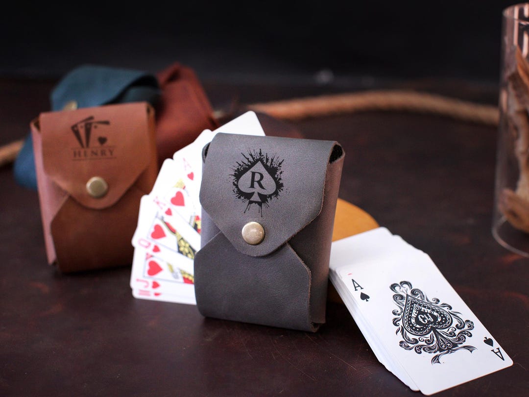 Leather Playing Card Case, Personalized Playing Card Cover Sleeve ...