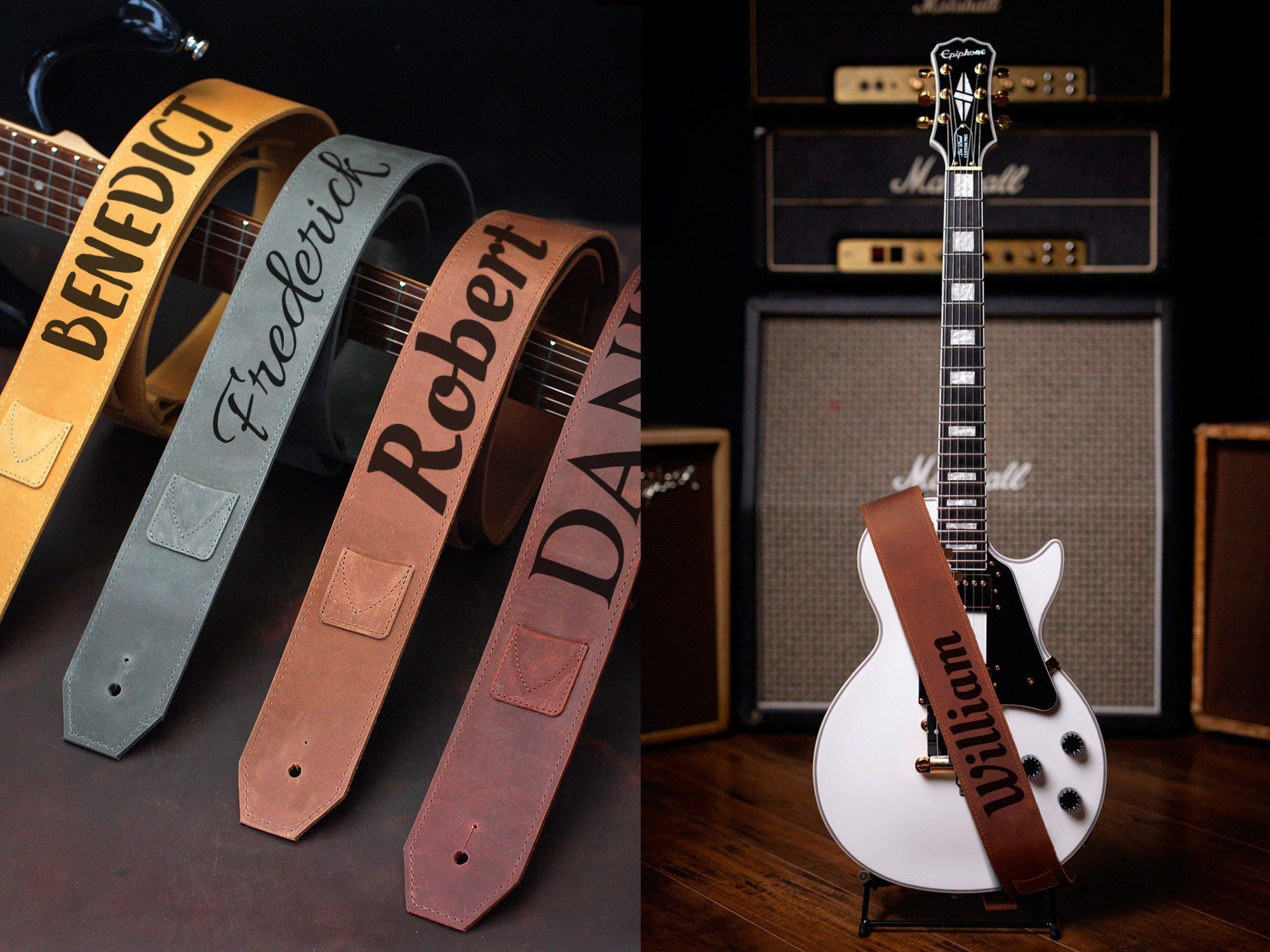 Soft Leather Guitar Strap for Guitarist, Wide Guitar Straps With ...
