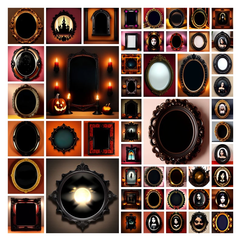 101 Gothic Halloween Frame Mockups: Fall Harvest Art (JPG Digital ...